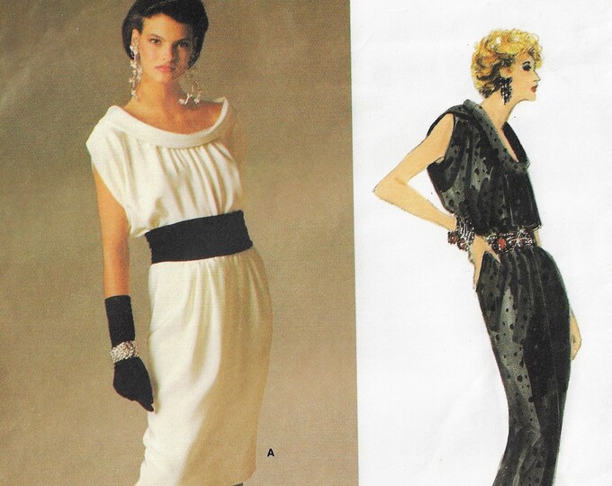 80s Yves Saint Laurent Womens Evening Gown Cowl Neckline Vogue Sewing ...