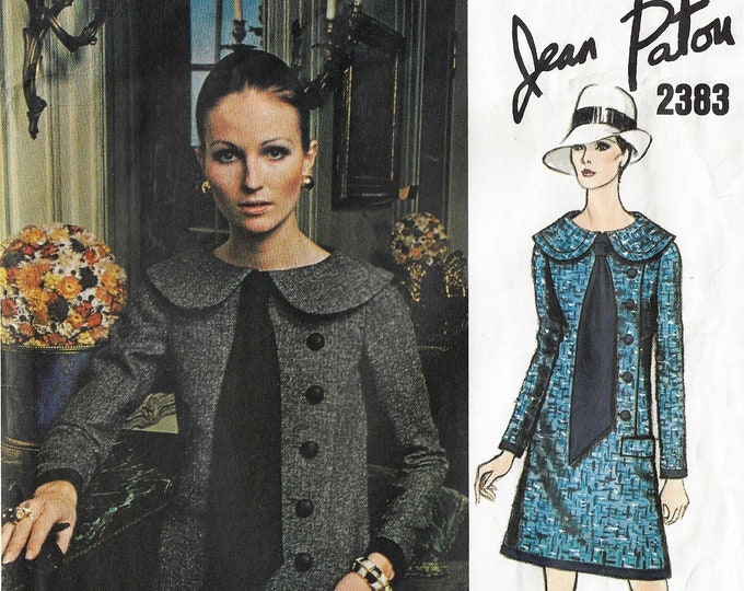 70s Jean Patou Womens Designer Dress Vogue Sewing Pattern 2383 Size 12 ...
