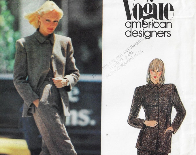 80s Calvin Klein Below Hip Jacket, Skirt & Pants Vogue Sewing Pattern ...
