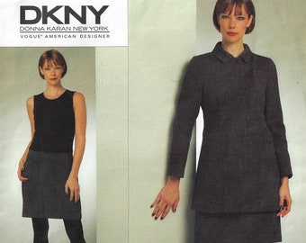 90s DKNY Womens Below Hip Jacket & Wrap Skirt Vogue Sewing Pattern 1673 Size 14 16 18 Bust 36 38 ...