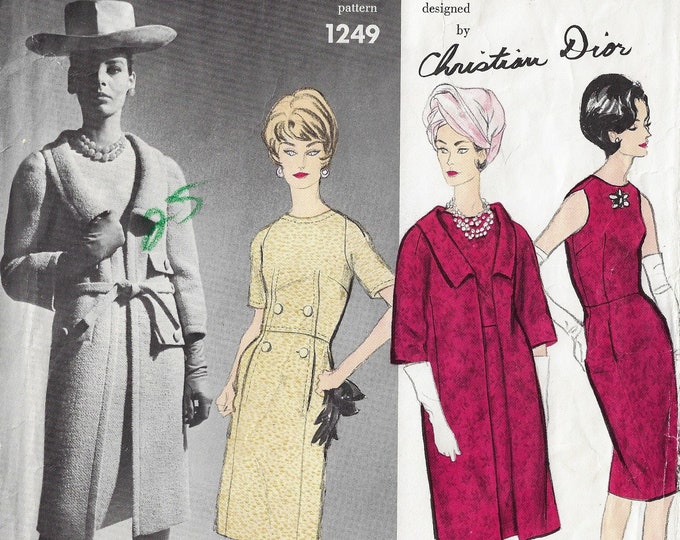 60s Christian Dior Elegant Slim Dress & Coat Vogue Sewing Pattern 1249 ...