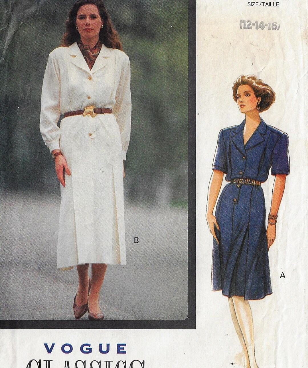 80s Step in Dress With Variations Vogue Sewing Pattern 7583 Size 12 14 ...