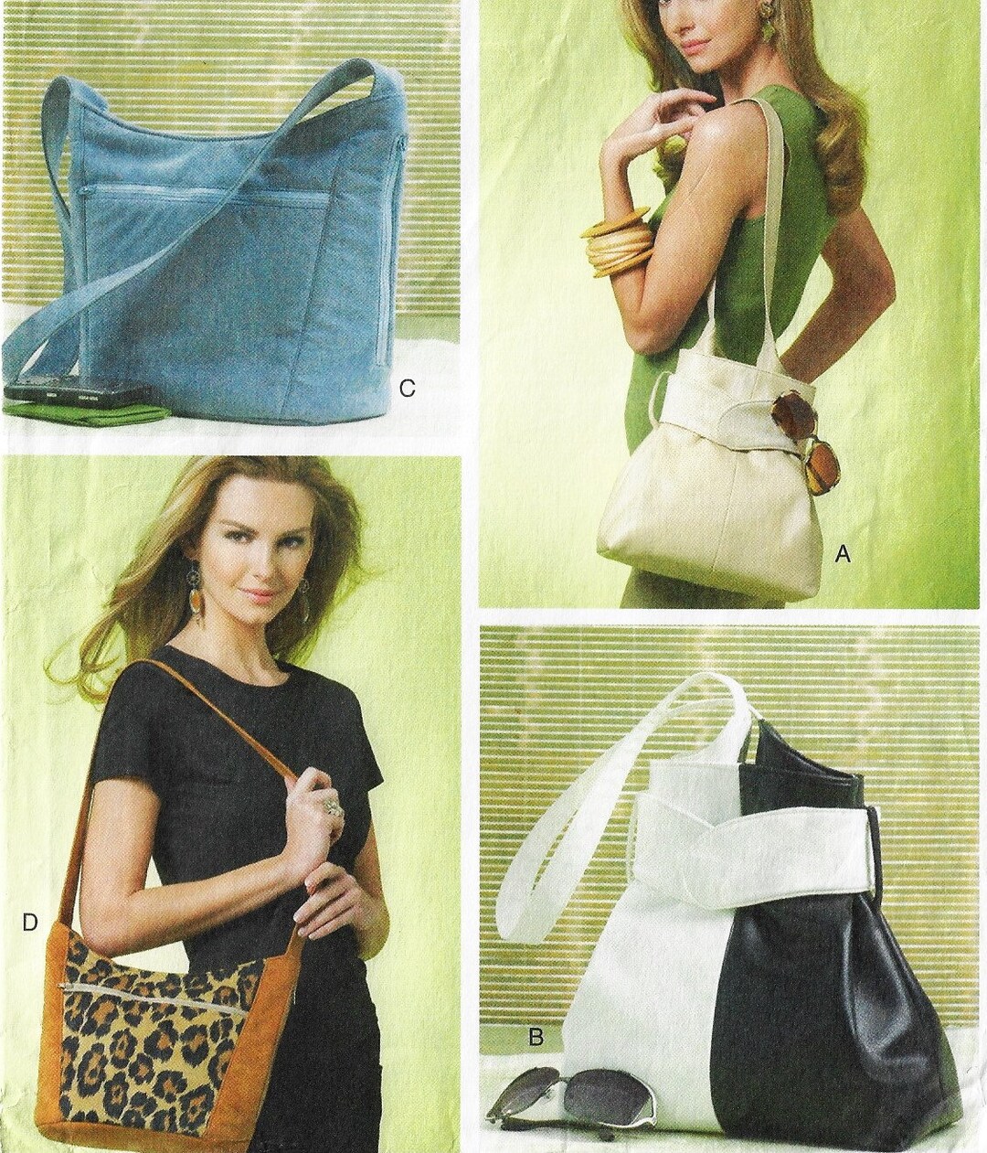 DIY Lined Shoulder Bags in 2 Styles Suede, Leather, Denim Vogue Sewing ...