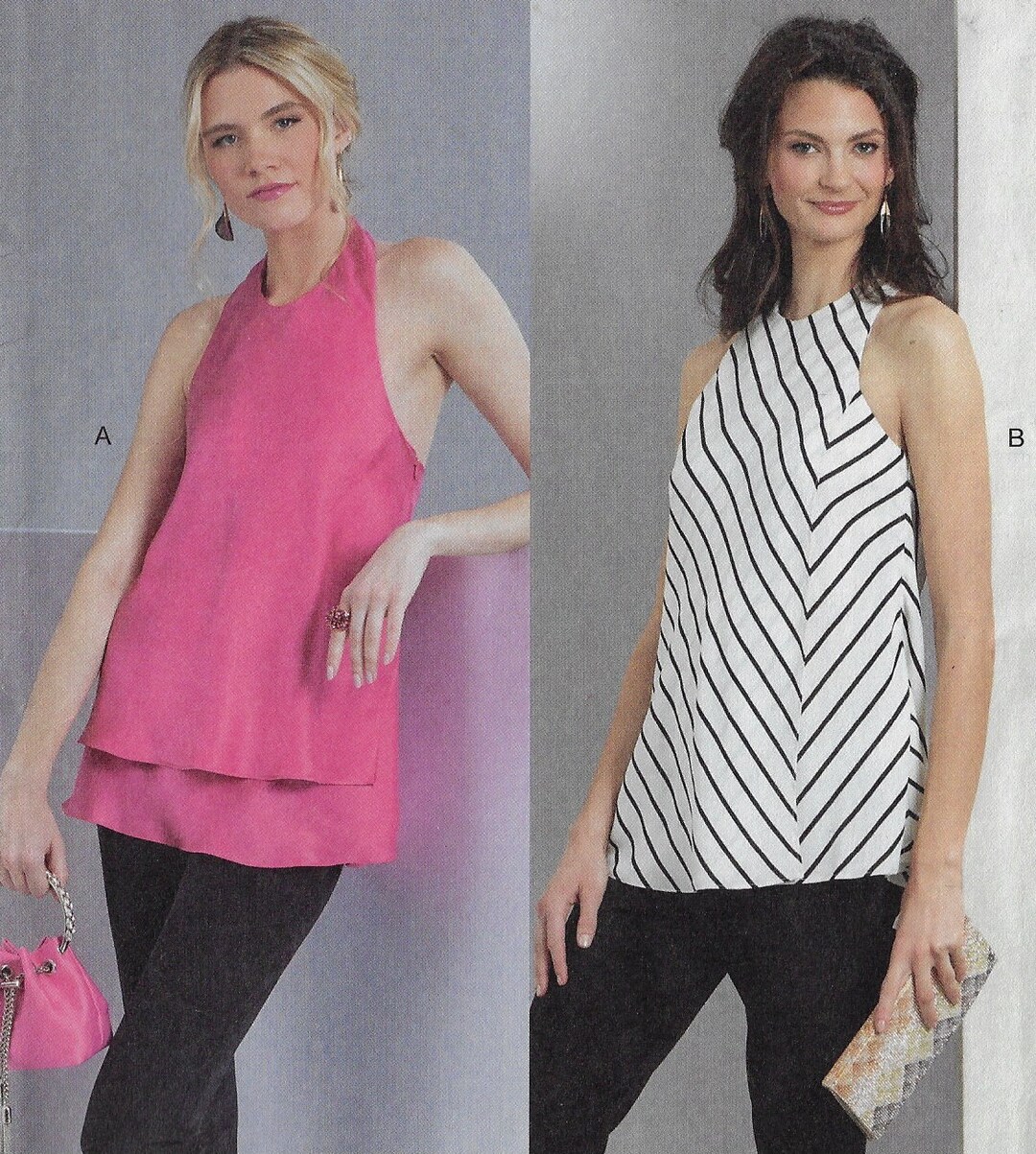 Womens Bias Cut Tops Halter or Racerback Vogue Sewing Pattern V1955 ...