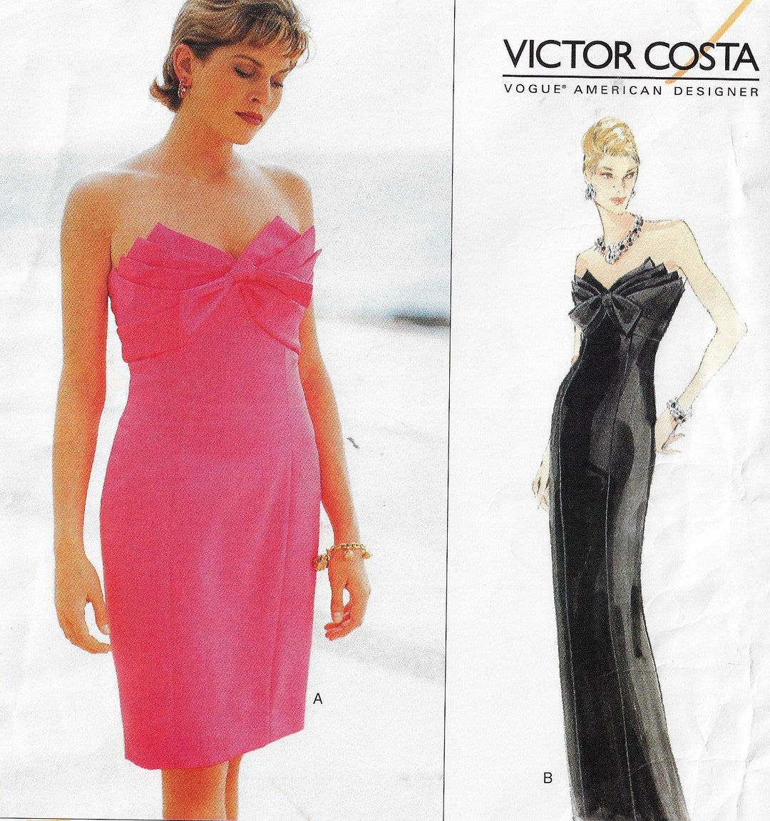 90s Victor Costa Womens Sexy Strapless Gown Vogue Sewing Pattern 1570 ...