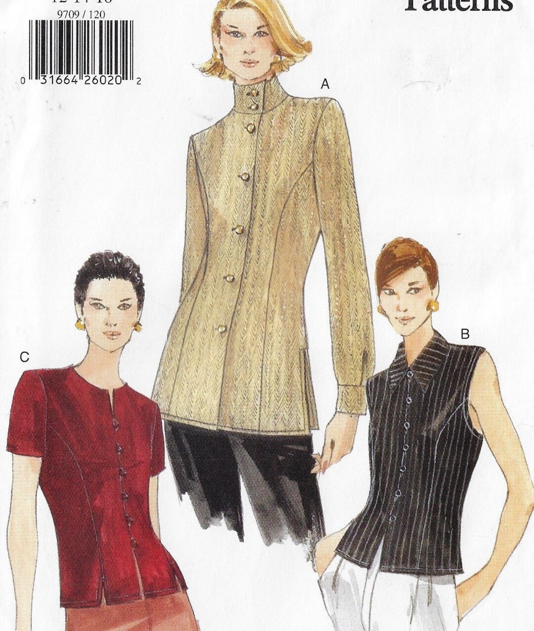 90s Womens Princess Seam Top or Tunic With Variations Vogue Sewing ...