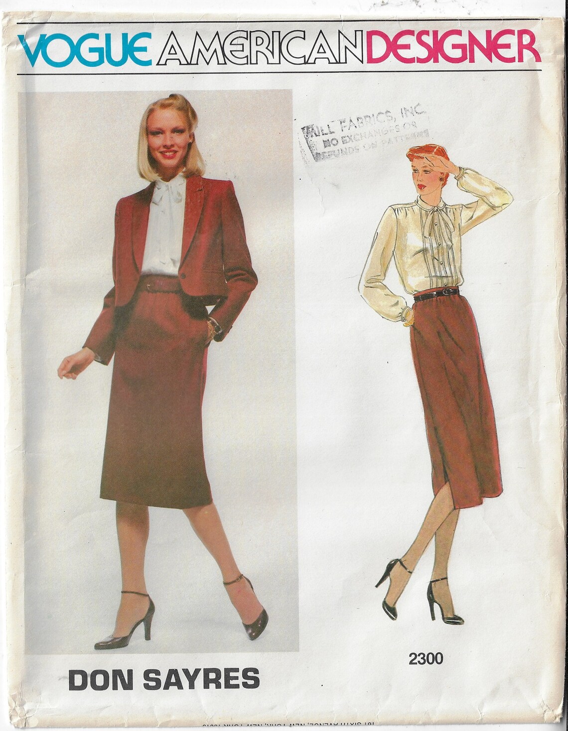 80s Don Sayres Jacket, Skirt, Blouse and Tie Vogue Sewing Pattern 2300 ...