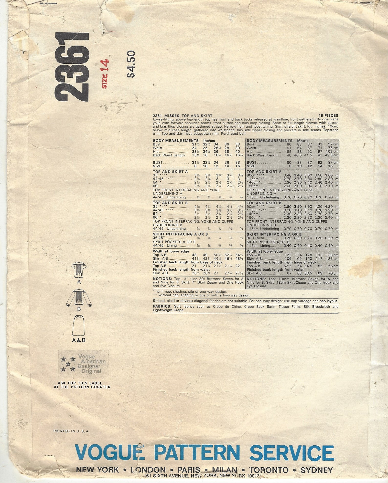 1970s Vogue Sewing Pattern 2361 Albert Nipon Womens Pintucked | Etsy