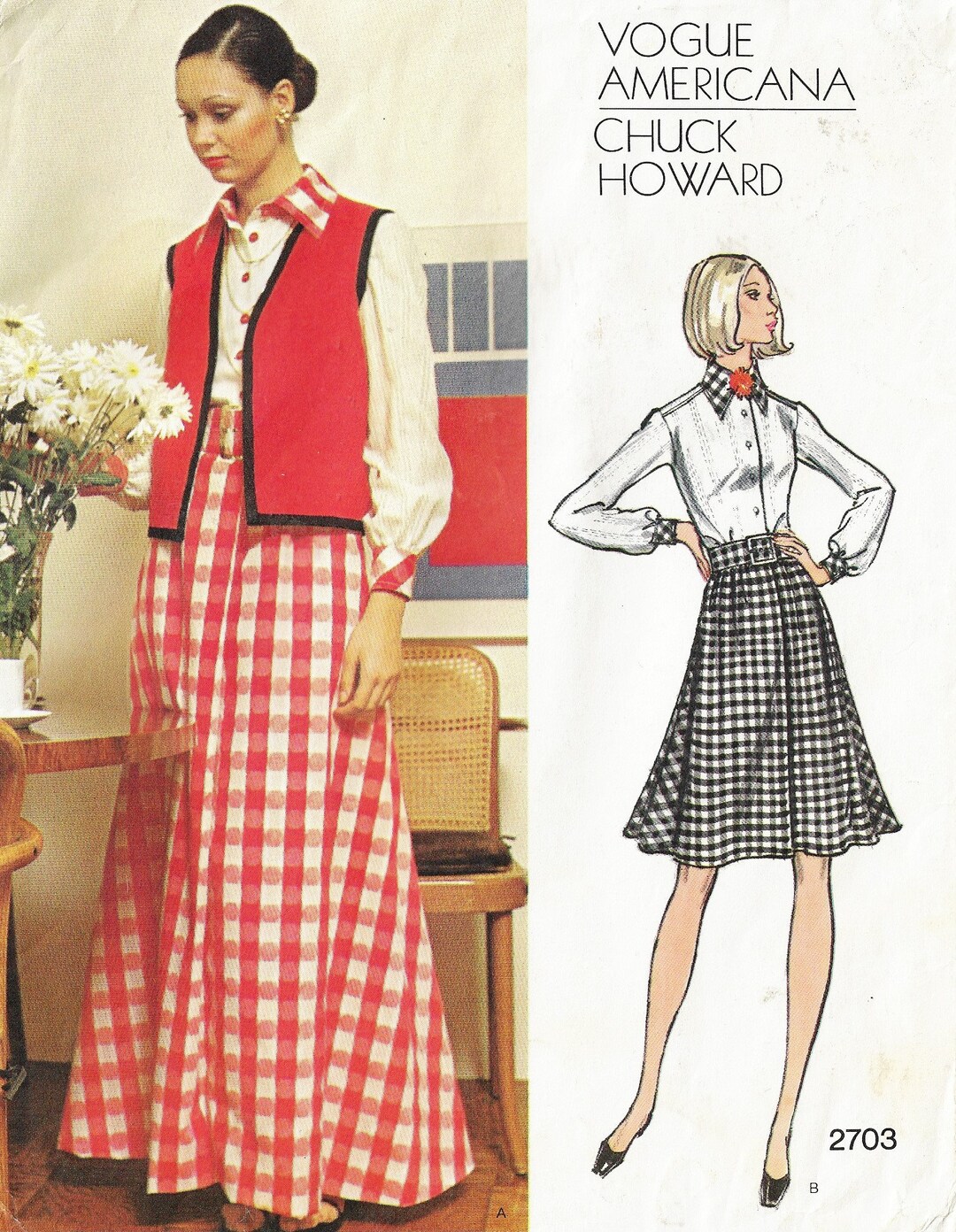 1970s Chuck Howard Shirtwaist Dress & Vest Vogue Sewing Pattern 2703 ...