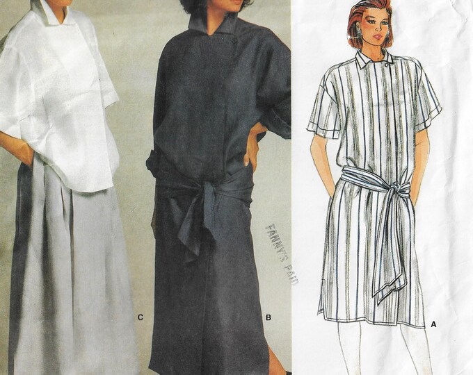 80s Perry Ellis Womens A-line Wrap Dress, Top and Skirt Vogue Sewing ...