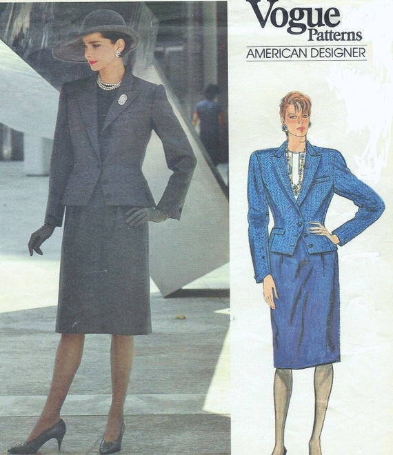 80s Bill Blass Womens Above Hip Jacket and Pencil Skirt Vogue | Etsy