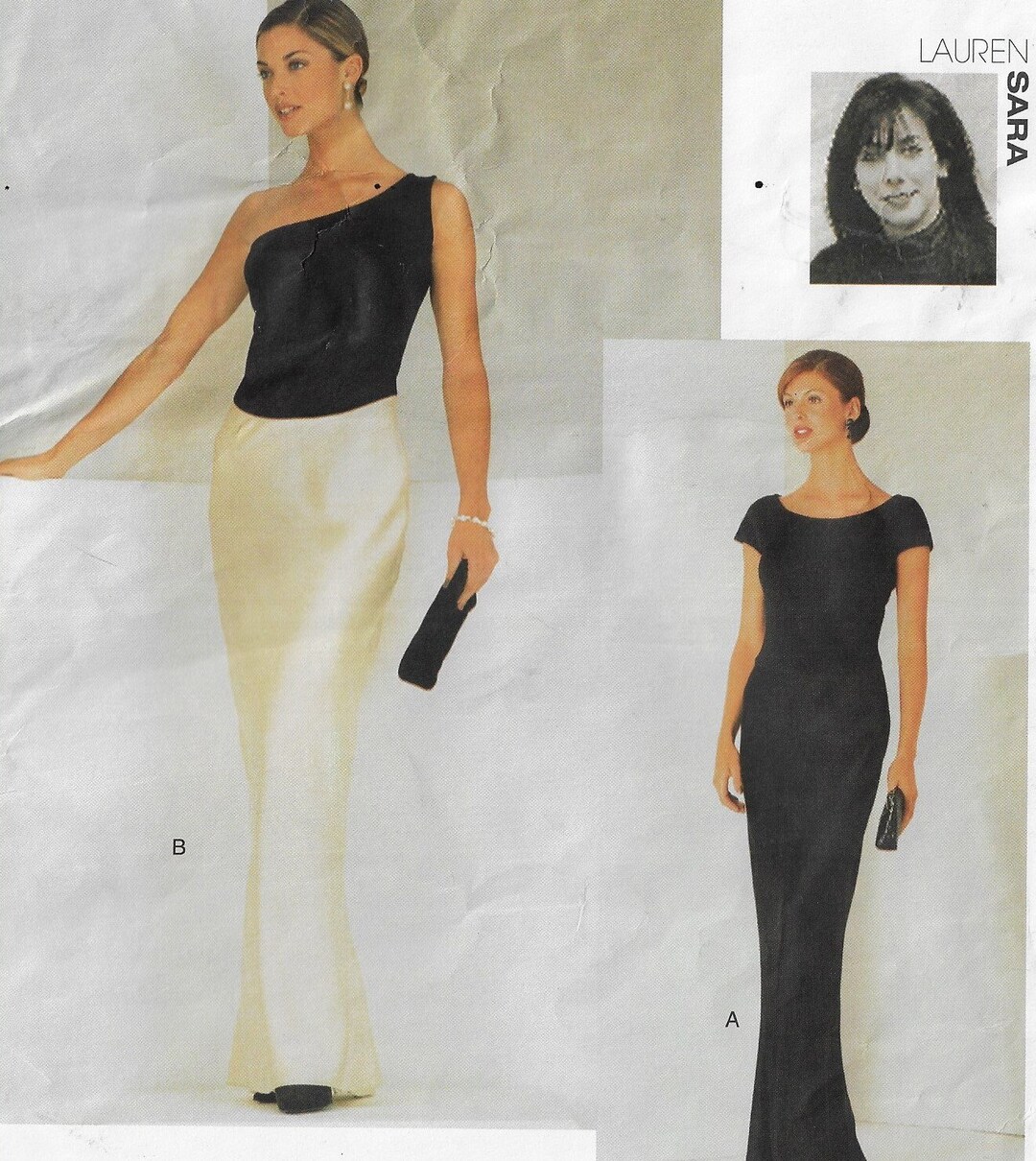 Y2K Lauren Sara Womens Evening Gown in 2 Styles Vogue Sewing Pattern ...