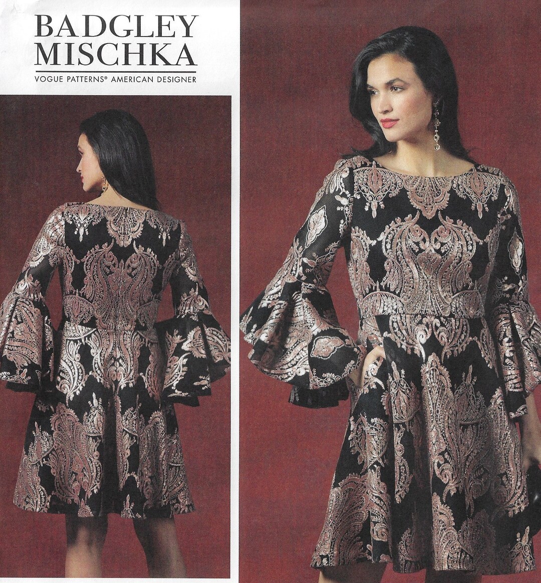 Badgley Mischka Womens Fit & Flare Dress Sleeve Flounce Vogue Sewing ...