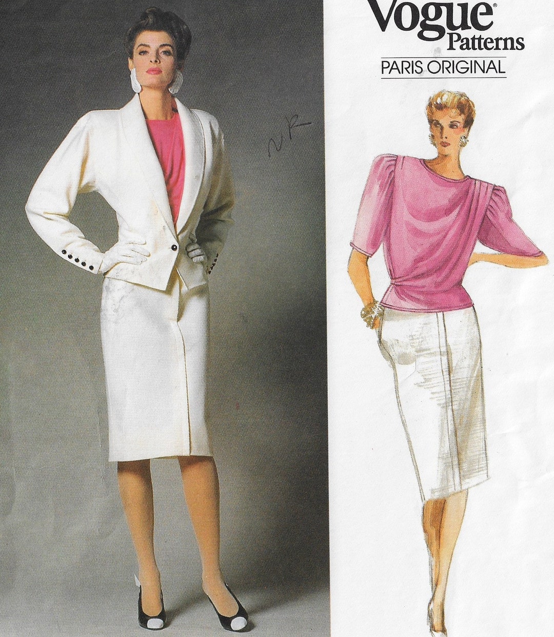 80s Emanuel Ungaro Jacket, Skirt & Blouse Vogue Sewing Pattern 1766 ...