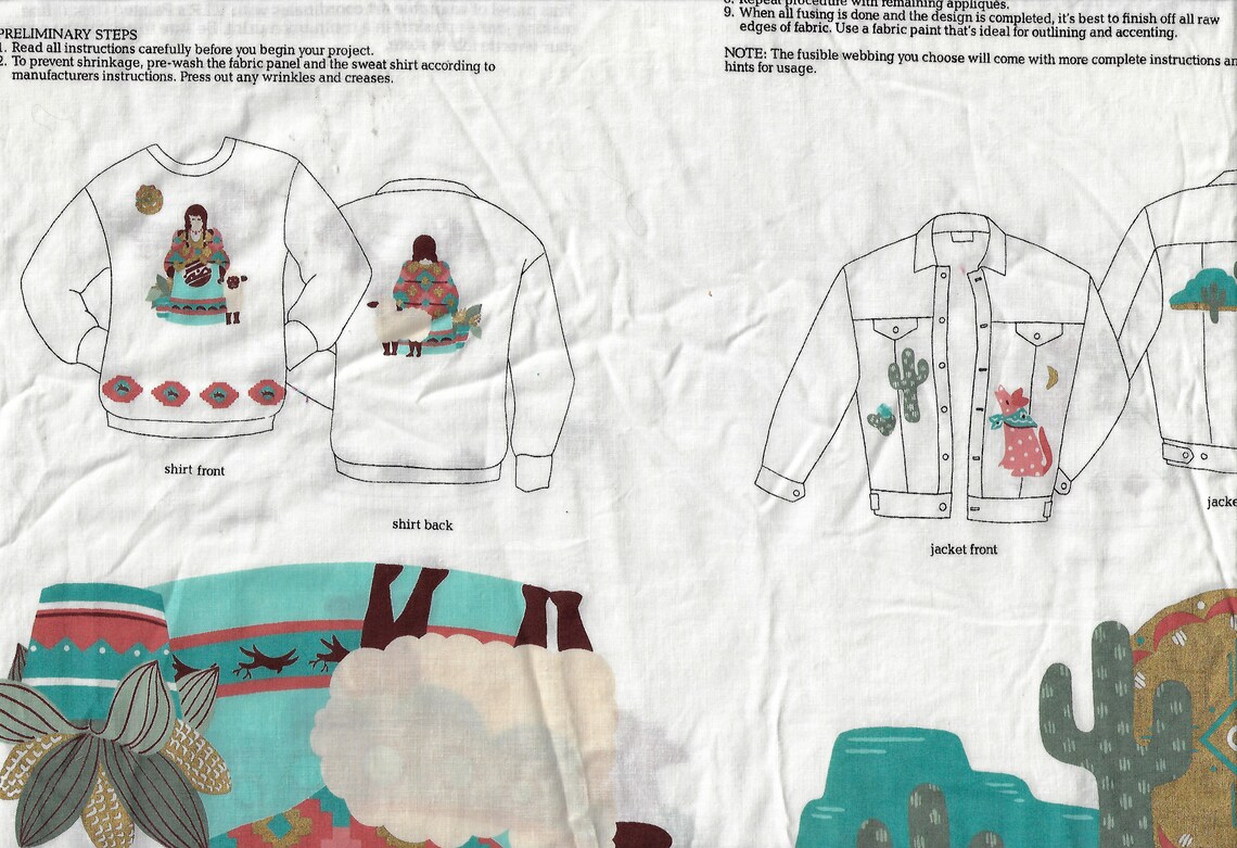 Vintage Painted Desert Applique Cut Outs VIP Cranston Fabric - Etsy