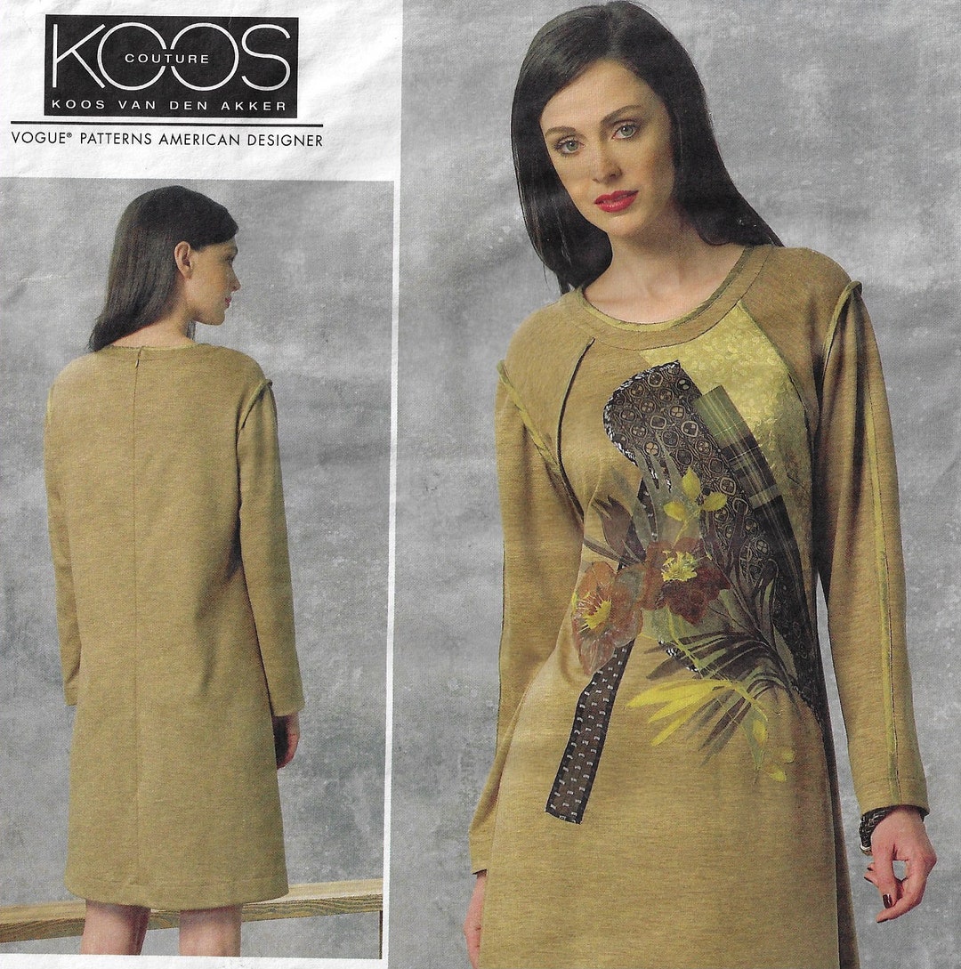 Koos Van Den Akker Womens Raglan Sleeve Dress With Applique OOP Vogue ...
