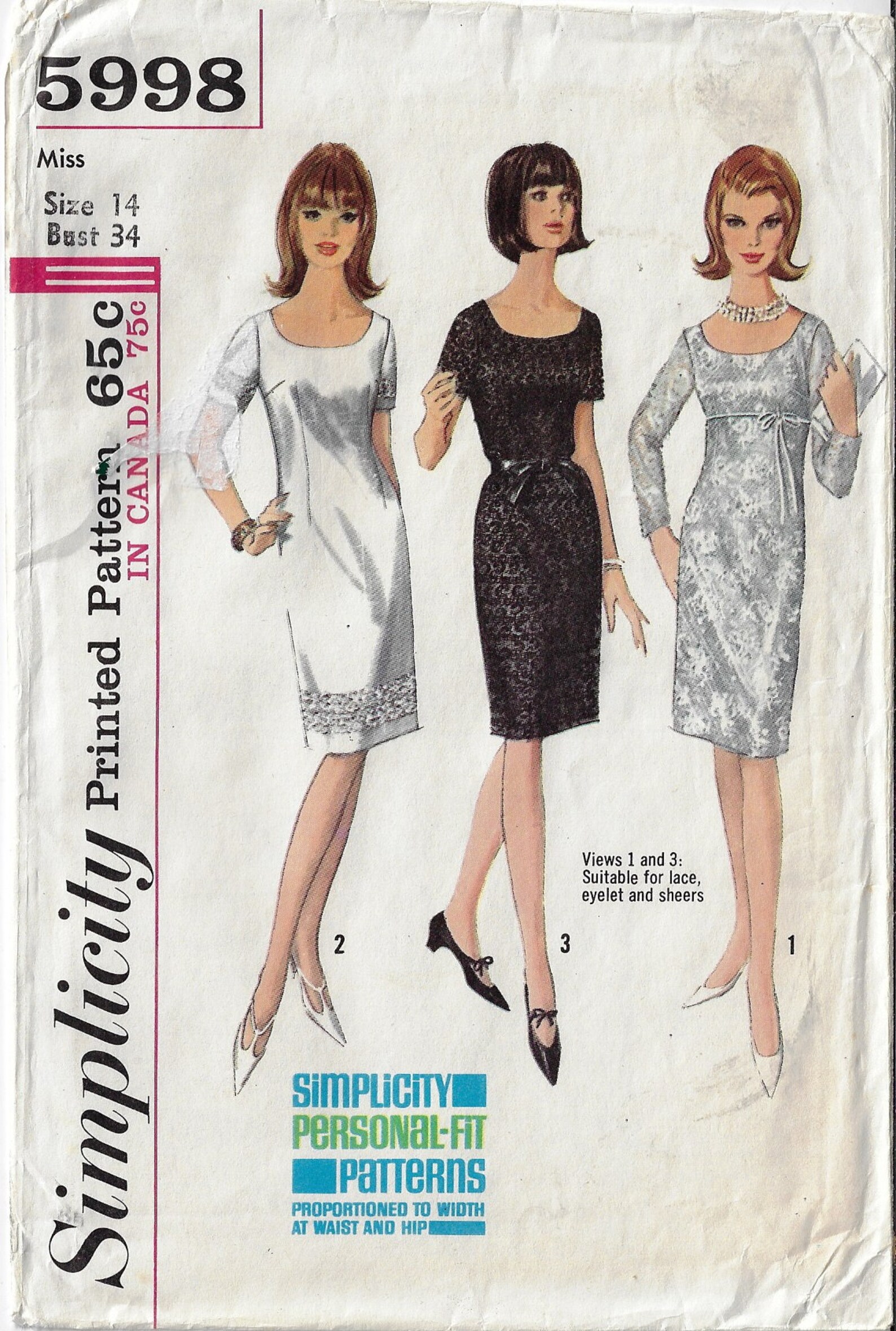 1960s Womens One Piece Shift Dress in Three Styles Simplicity | Etsy