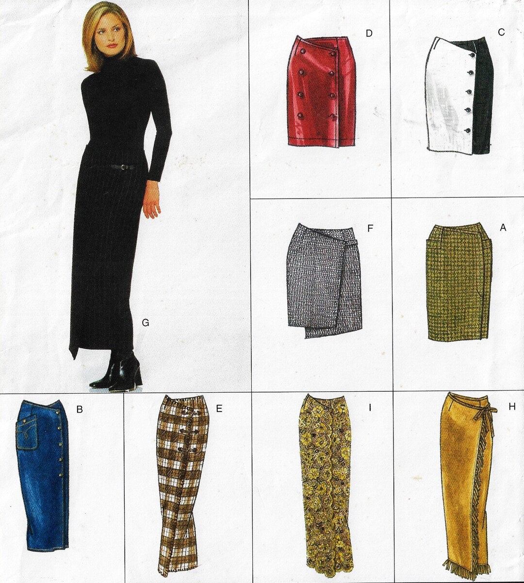 90s Womens Set of Wrap Skirts With Length & Closure Variations Vogue ...