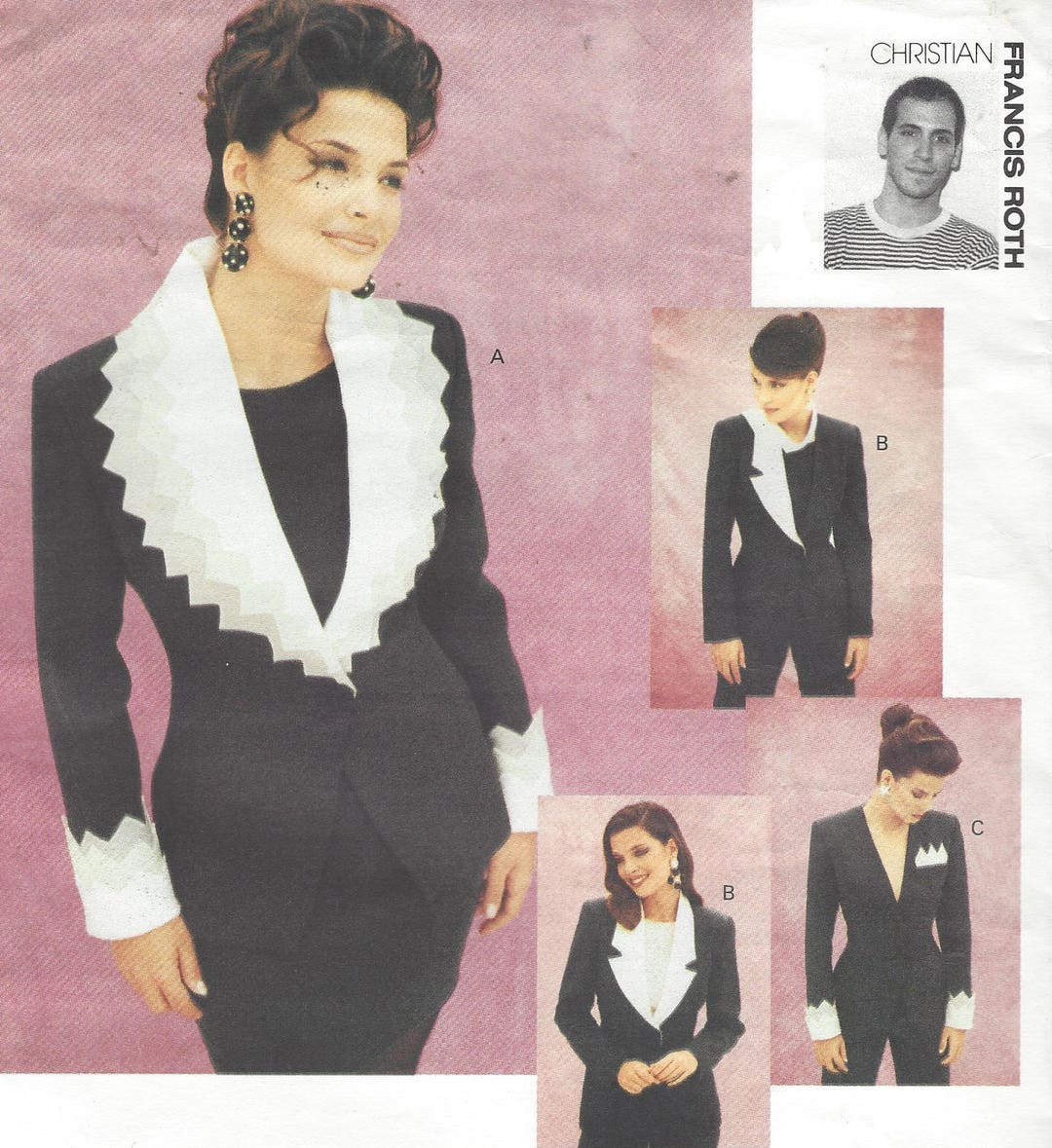 90s Christian Frances Roth Womens Jacket With Dramatic Collar & Cuffs ...