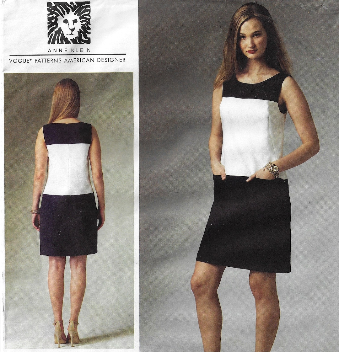 Anne Klein Color Block Dress Sewing Pattern Vogue V1382 Size 16 18 20 ...