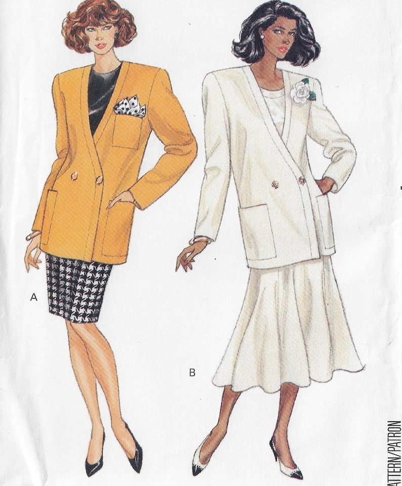 80s Butterick Sewing Pattern 6720 Womens Double Breasted Below | Etsy