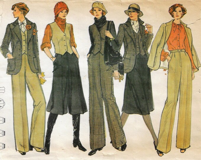 70s Half Size Jacket, Vest, Pants, Culottes and Skirt Vogue Sewing ...