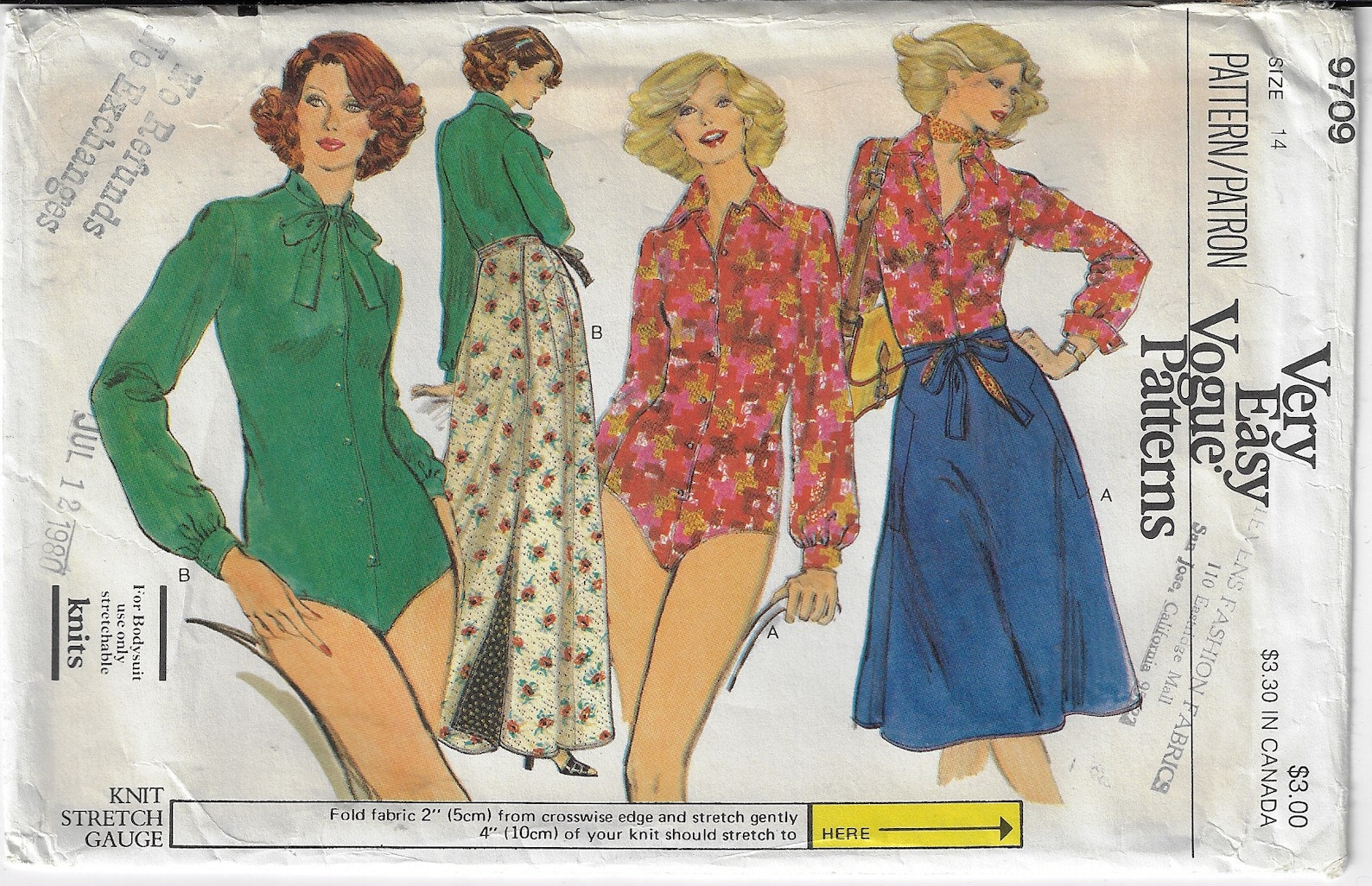 70s Bodysuit and Skirt Vogue Sewing Pattern 9709 Size 14 Bust 36 FF - Etsy