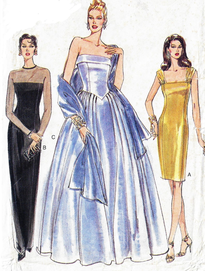 1990s Womens Stunning Evening Gowns in Three Styles Strapless | Etsy