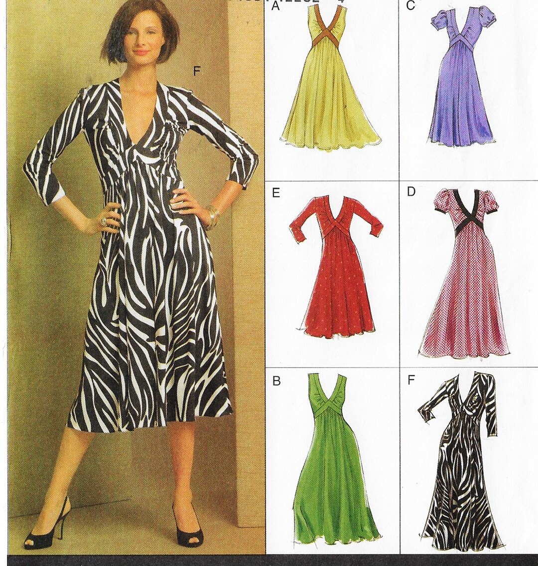 Womens Empire Waist Dress With Variations Plus Size Vogue Sewing ...