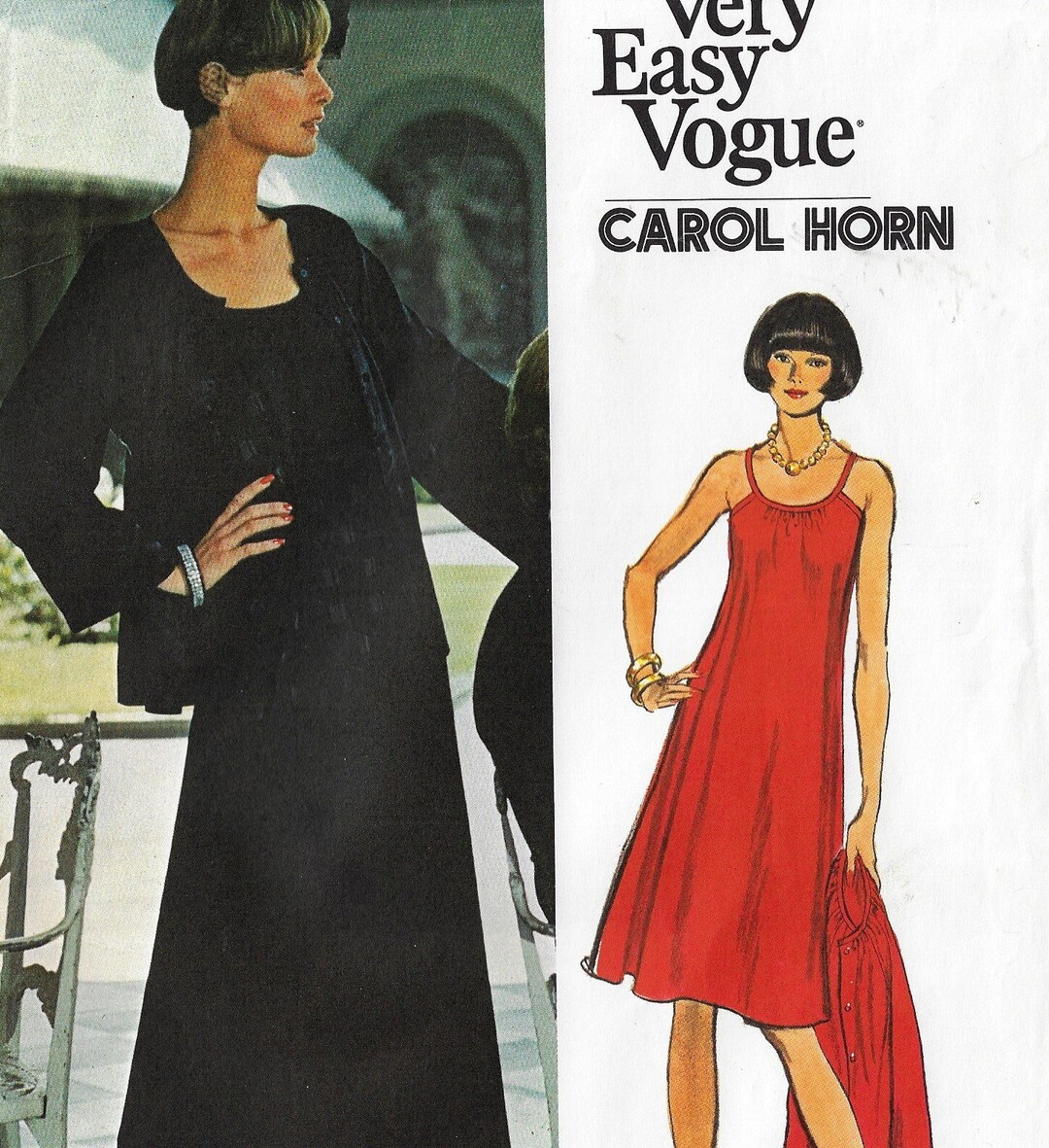70s Carol Horn Boho Womens Jacket and Dress in 2 Lengths Vogue Sewing ...