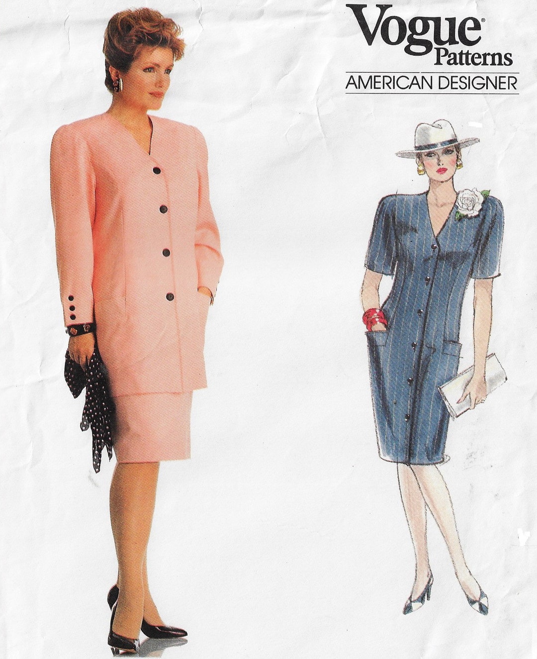 1980s Vogue Sewing Pattern 2030 Albert Nipon Womens Semi Fitted Dress ...