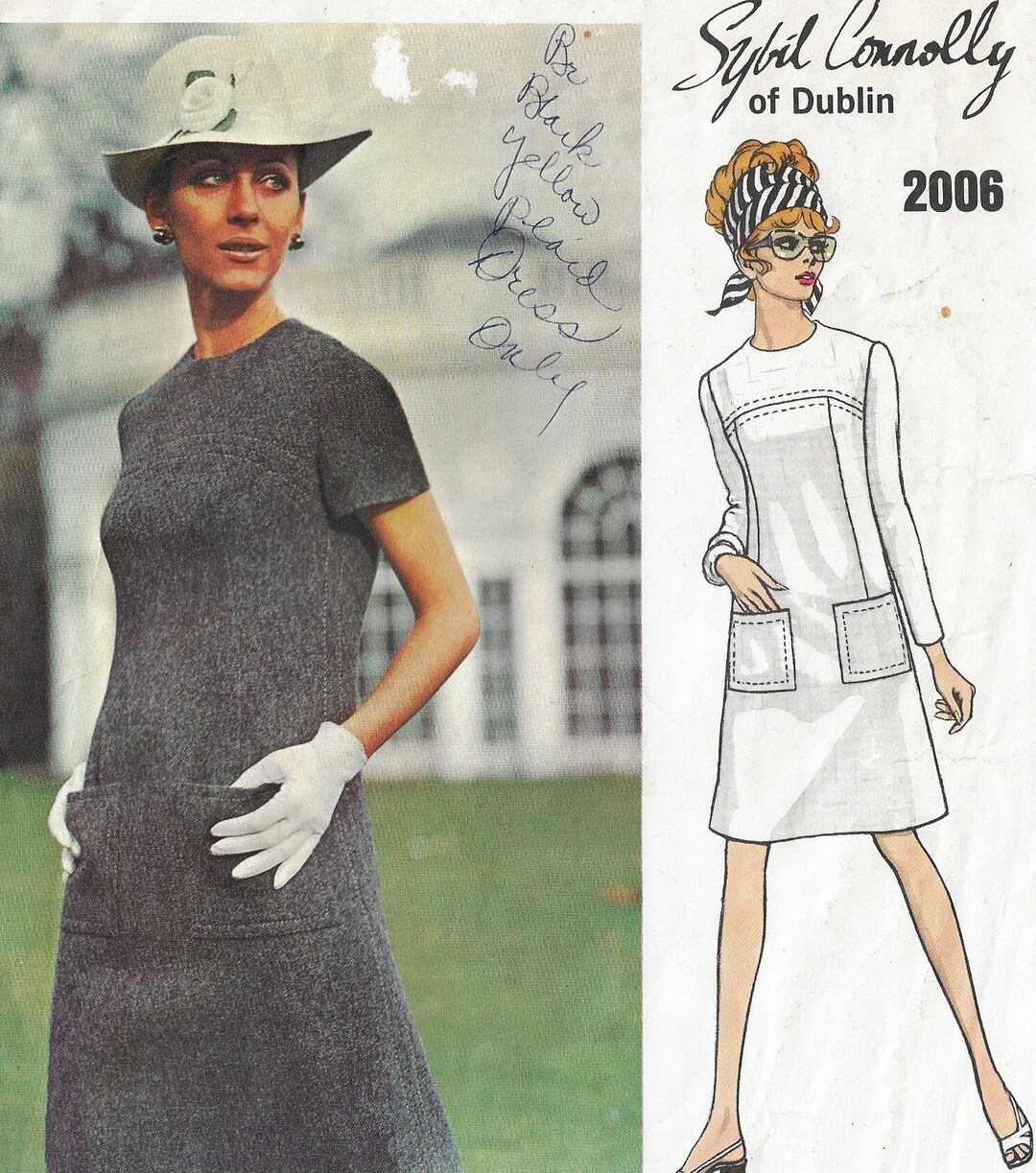 1960s Sybil Connolly Womens One Piece Dress With Saddle Stitch Trim ...