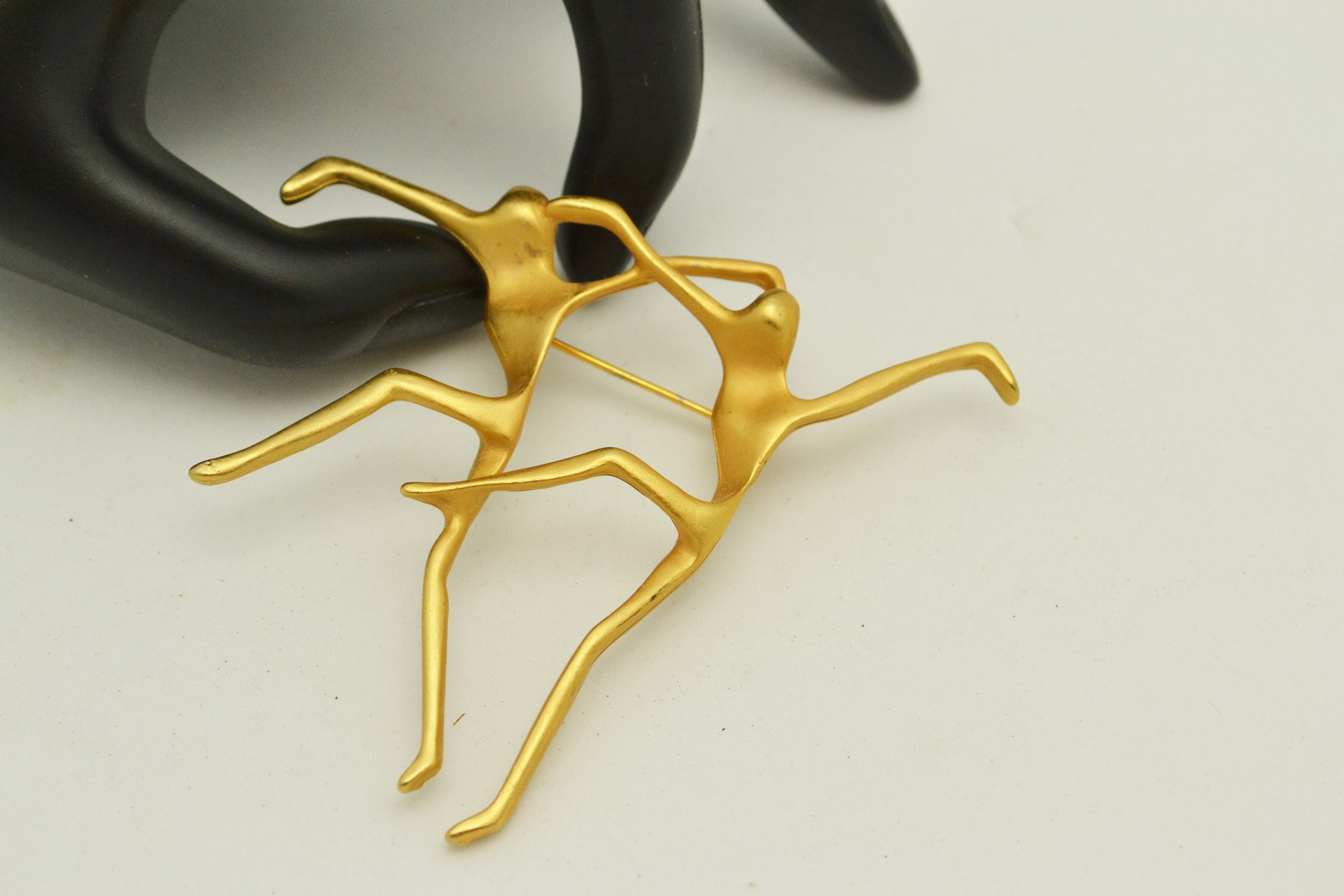 Vintage AJC Modern Dancers Brooch Gold Tone Metal Womens - Etsy