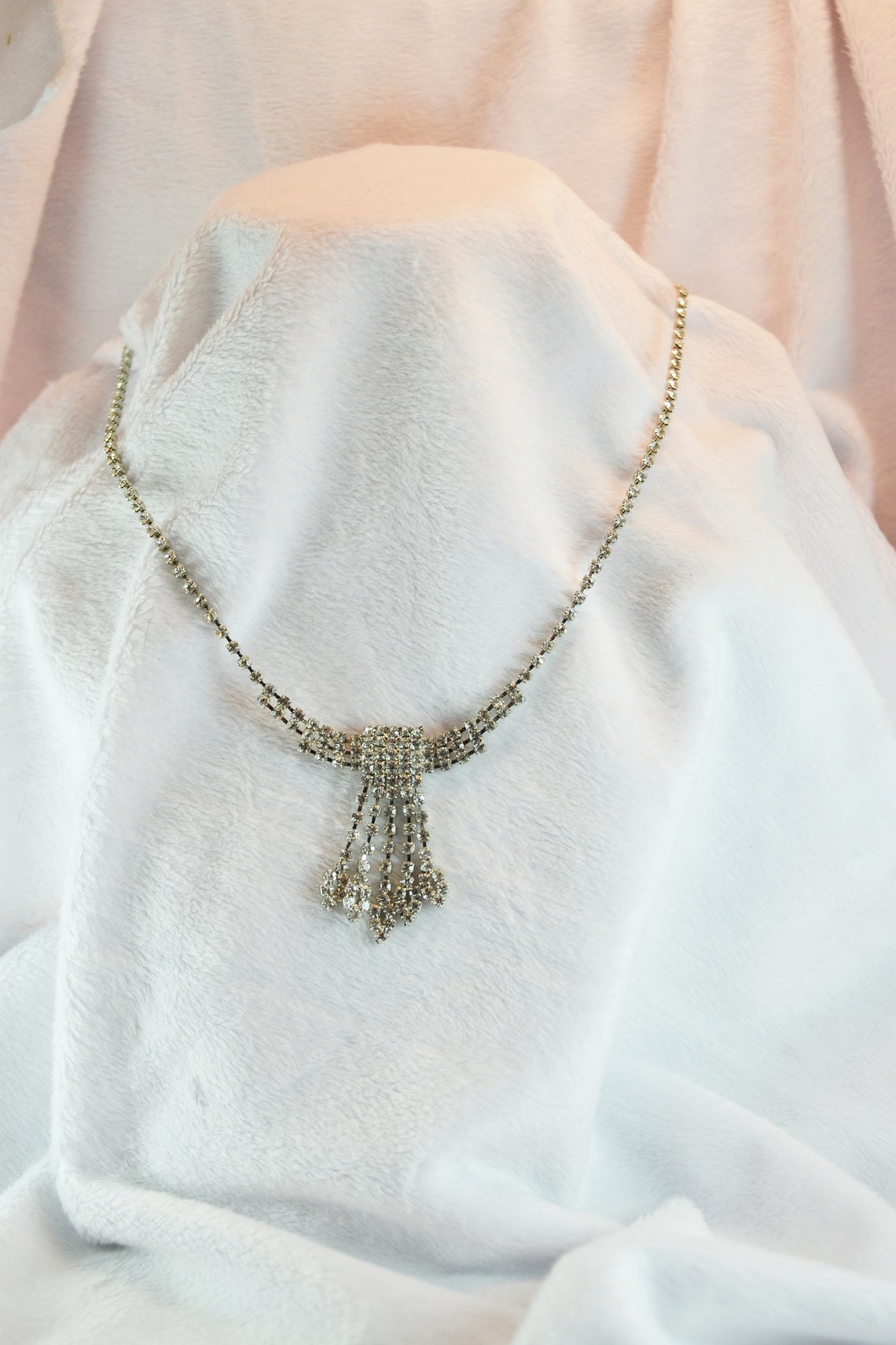 Sparkling Rhinestone Necklace Set in Silver Tone Metal with | Etsy