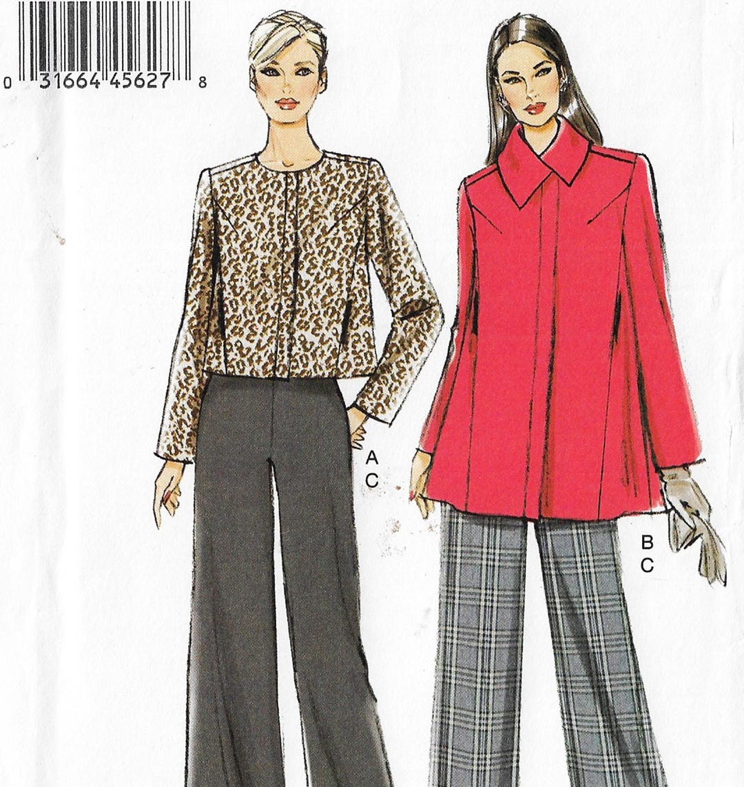 Womens Unlined Jacket in 2 Lengths & Pants Vogue Sewing Pattern V9033 ...