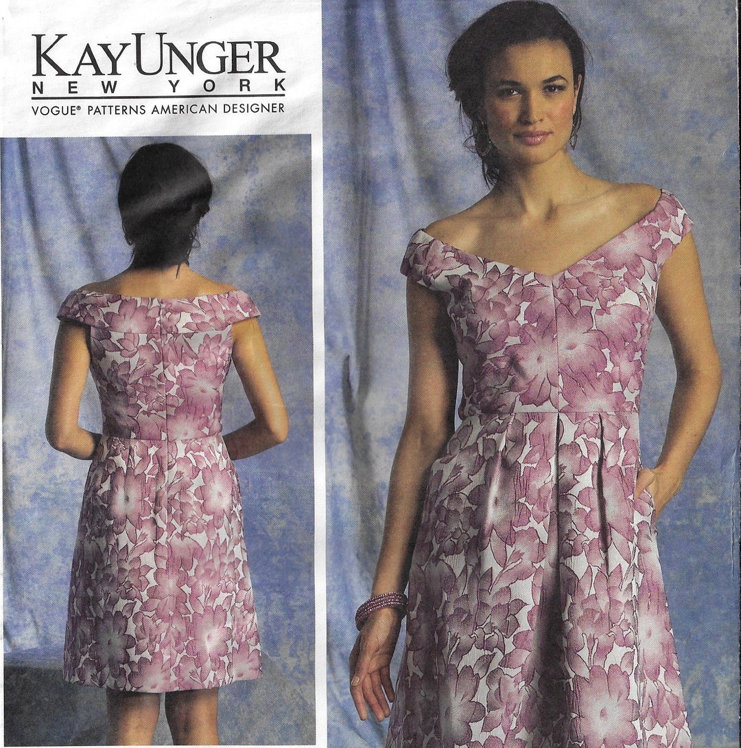 Kay Unger Womens off the Shoulder V-neck Dress OOP Vogue Sewing Pattern ...