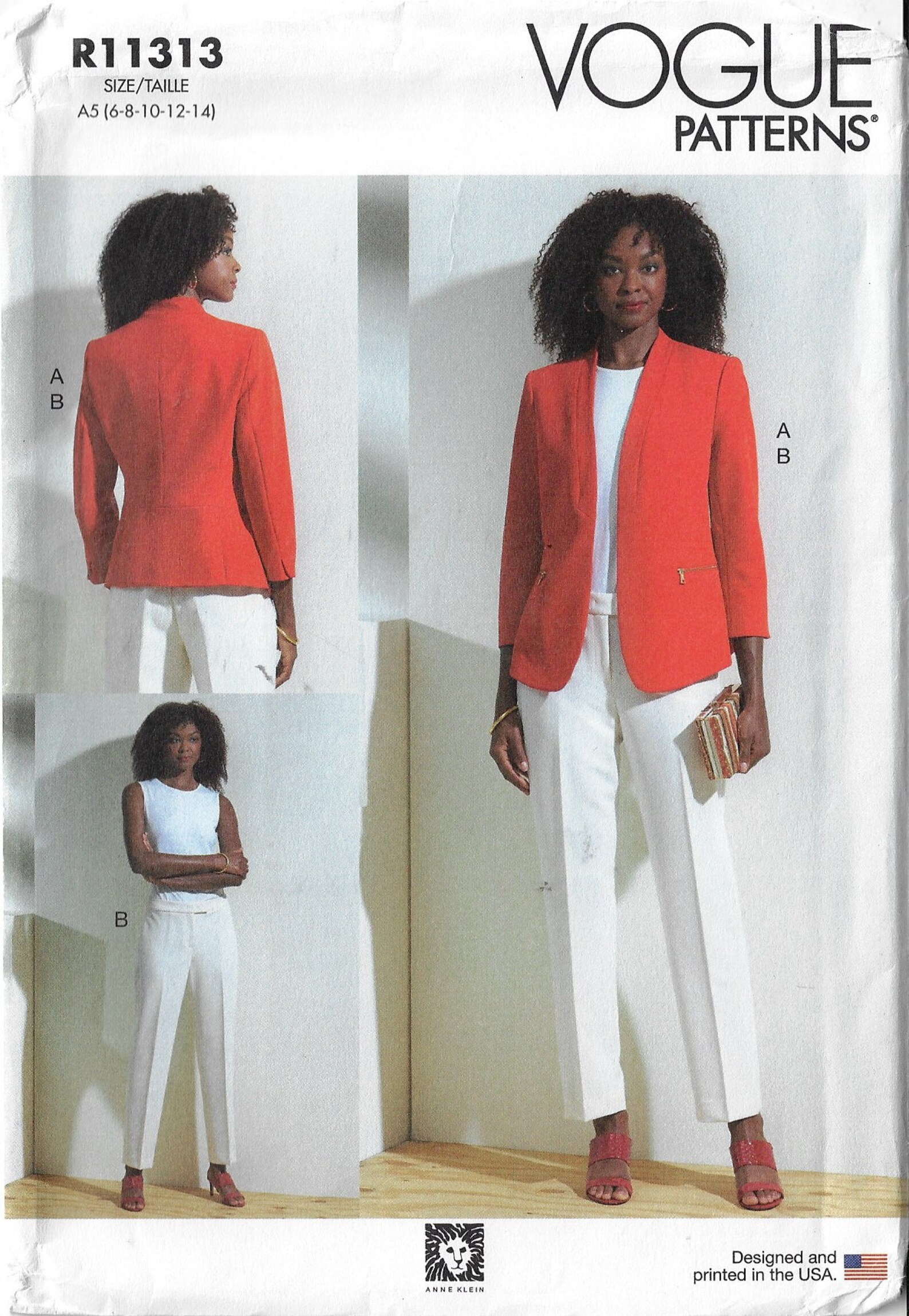 Anne Klein Womens Lined Jacket and Pants Vogue Sewing Pattern V1867 ...