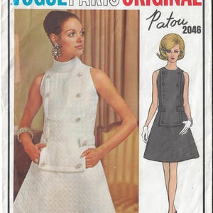 1960s Patou Dress With Plastron Vogue Sewing Pattern 2046 Size 12 Bust ...