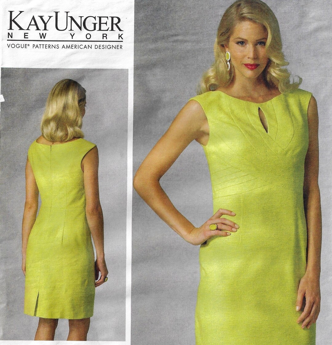 Kay Unger Womens Seam Detail Dress OOP Vogue Sewing Pattern V1432 Size ...
