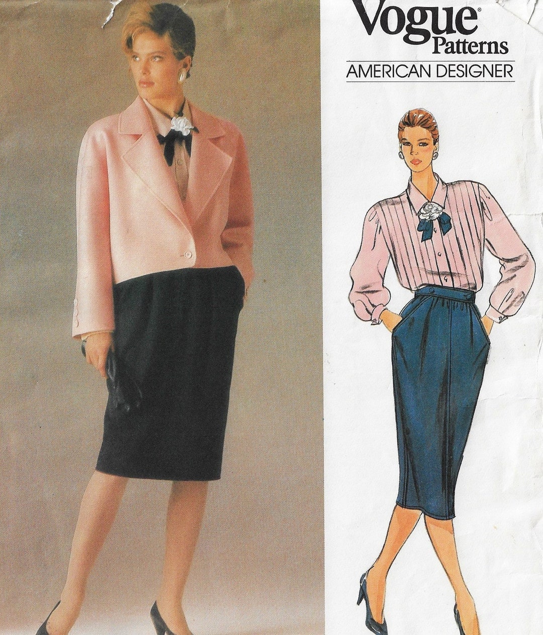80s Oscar De La Renta Womens Above Hip Jacket, Skirt & Blouse Vogue ...