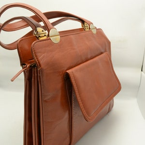 Vintage Garay Top Handle Handbag Rust Colored Faux Leather With Outside ...