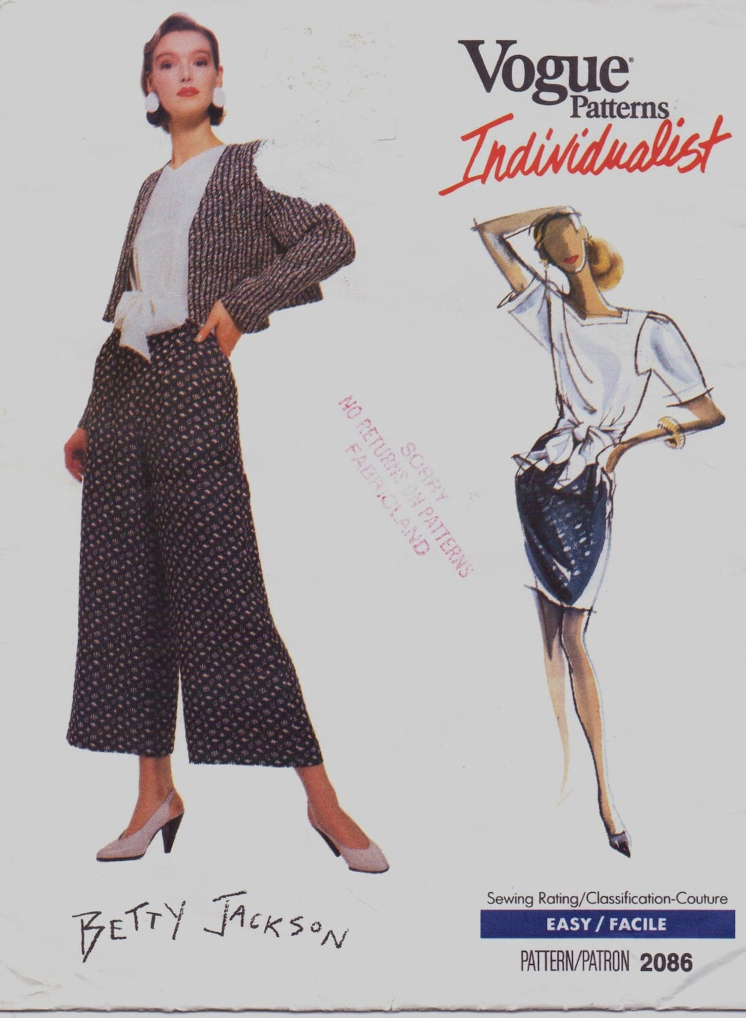 80s Betty Jackson Womens Above Hip Jacket, Top, Skirt & Pants Vogue ...