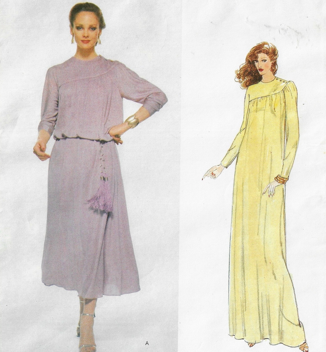 1970s Scott Barrie Womens Asymmetrical Yoke Dress Vogue Sewing Pattern ...