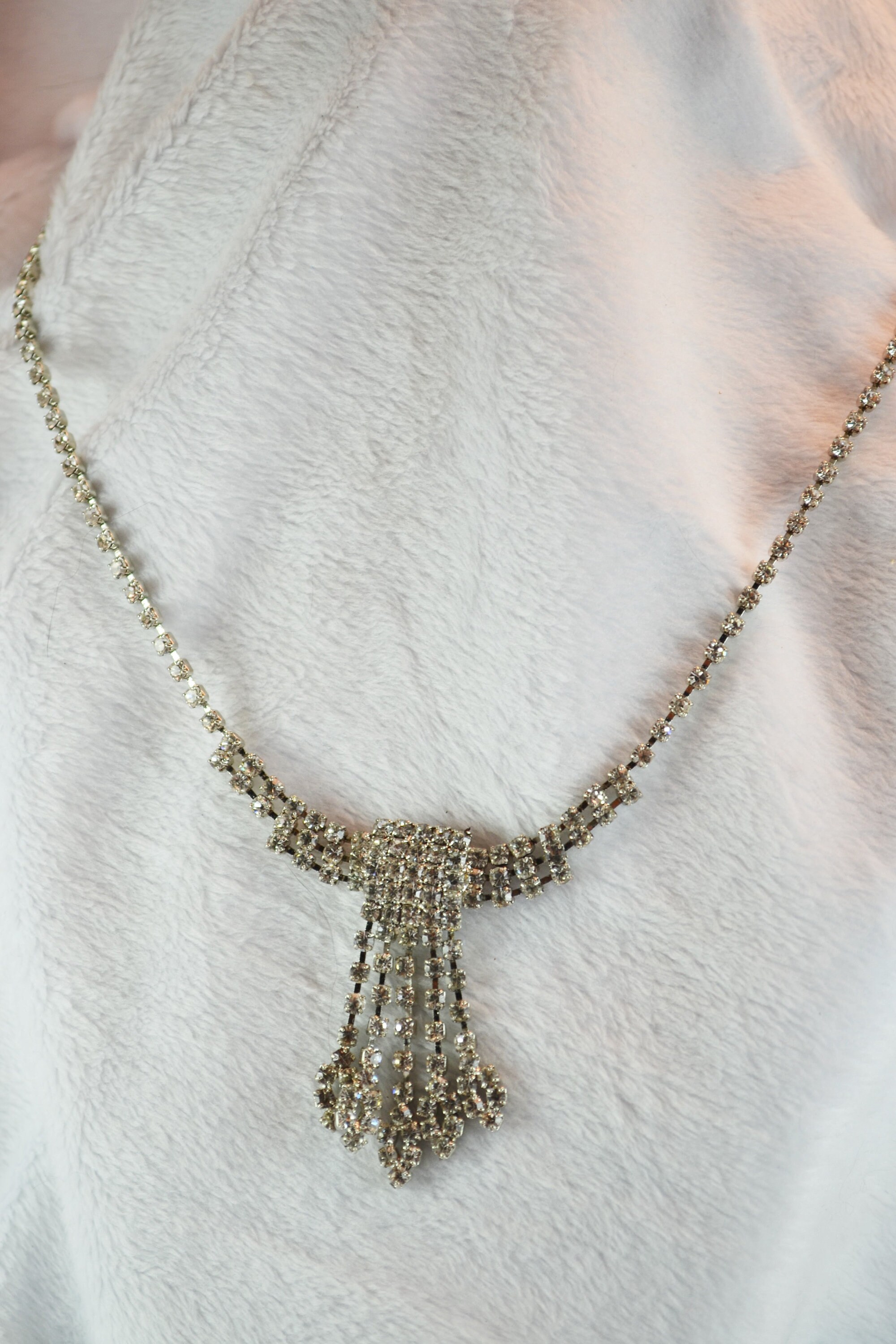 Sparkling Rhinestone Necklace Set in Silver Tone Metal with | Etsy