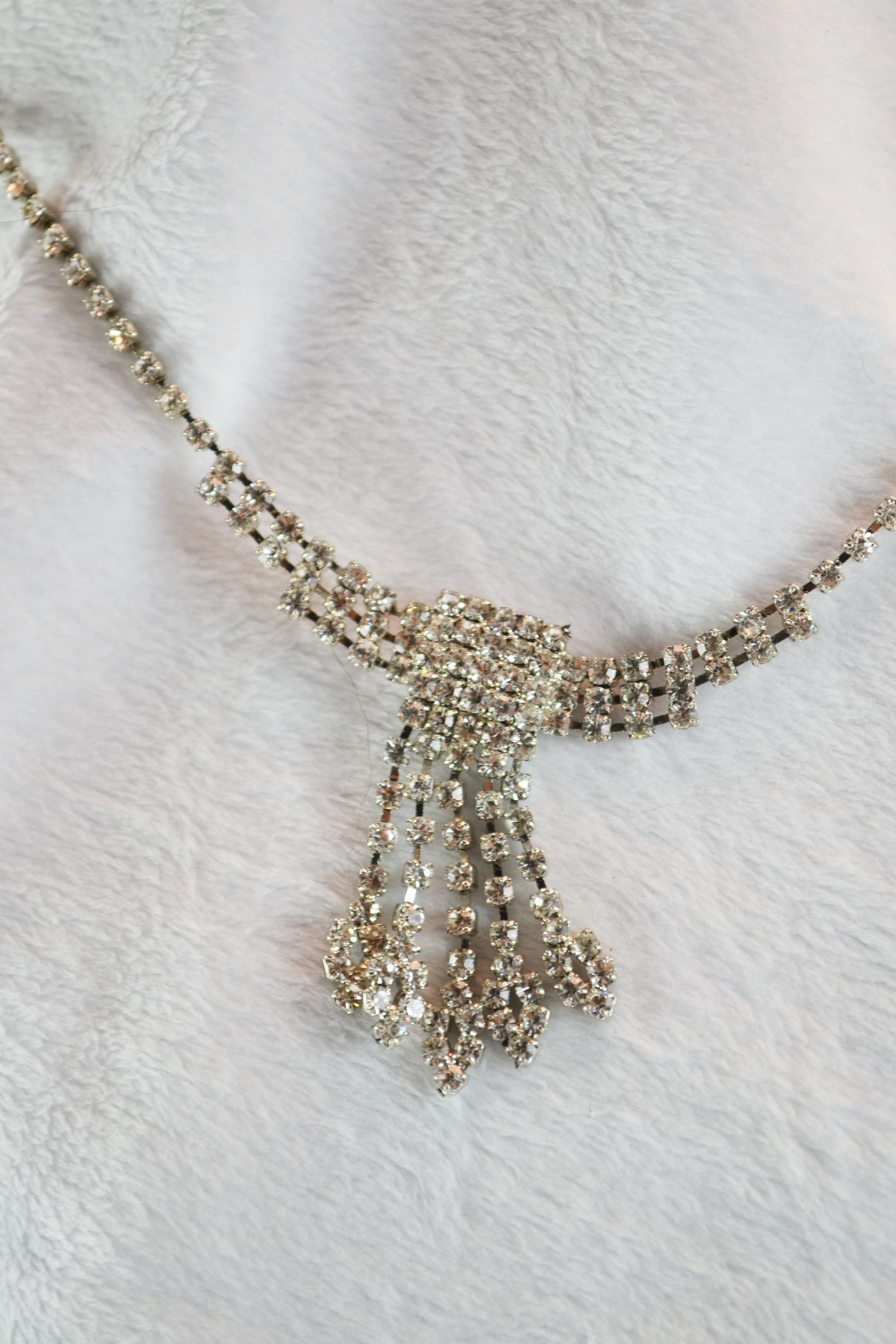 Sparkling Rhinestone Necklace Set in Silver Tone Metal with | Etsy