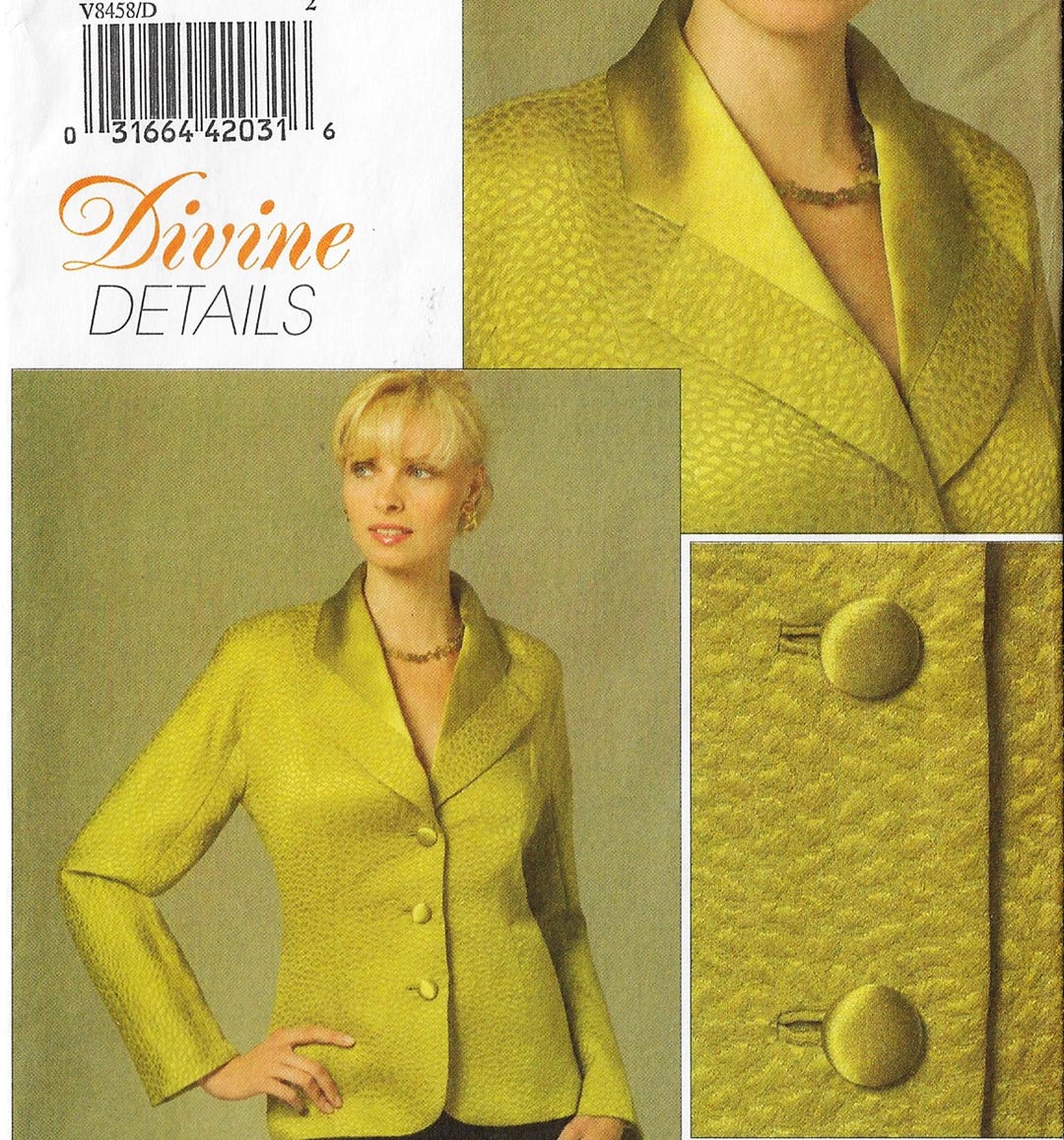Divine Details Womens Jacket Contrast Upper Collar, Bound Buttonholes ...