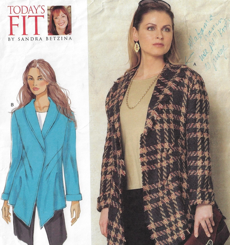 Sandra Betzina Womens Unlined Jacket With Tucks Shawl Collar Vogue ...