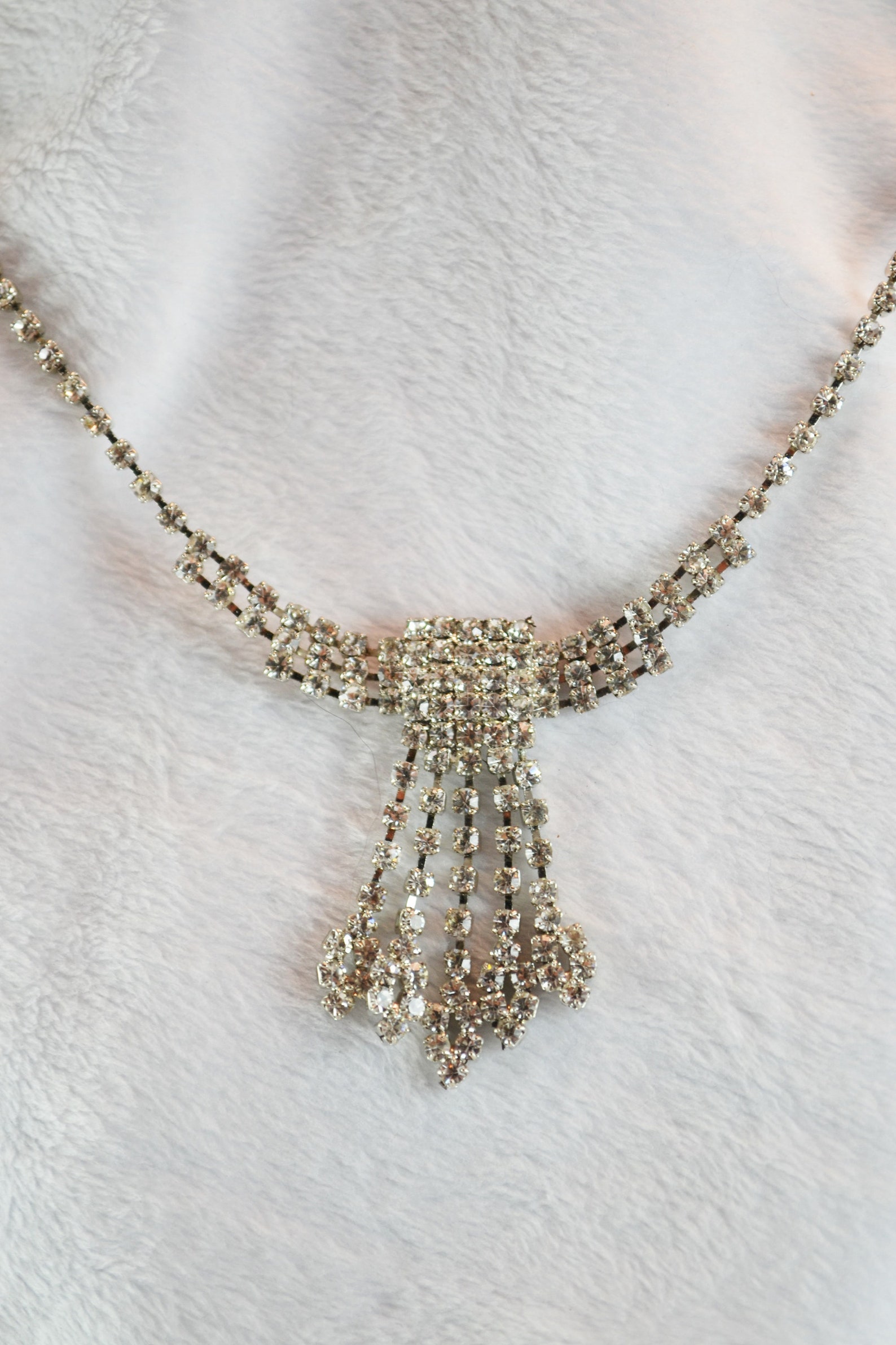 Sparkling Rhinestone Necklace Set in Silver Tone Metal With - Etsy