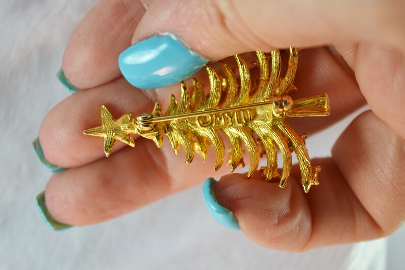 Vintage MYLU Christmas Tree Brooch Faux Pearl and Aurora - Etsy