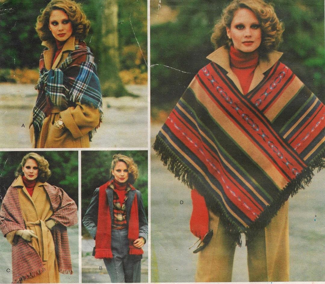 1970s Womens Shawls and Poncho Vogue Sewing Pattern 1509 One Size FF - Etsy
